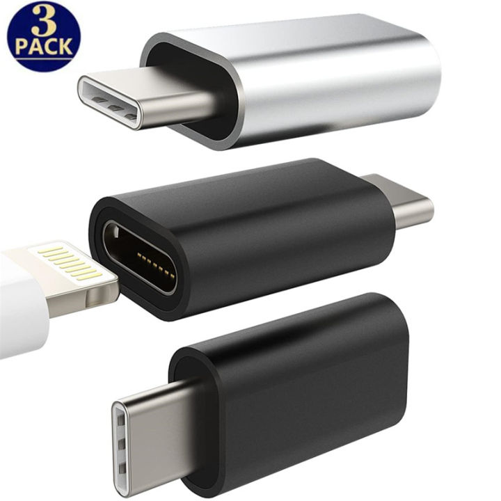 3PCS Metal Lightning Male to USB C Female Adapter Charging Data sync ...