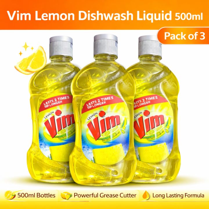Lemon Dishwash Liquid 500ml (Pack of 3) – Powerful Grease Cutter – Long ...