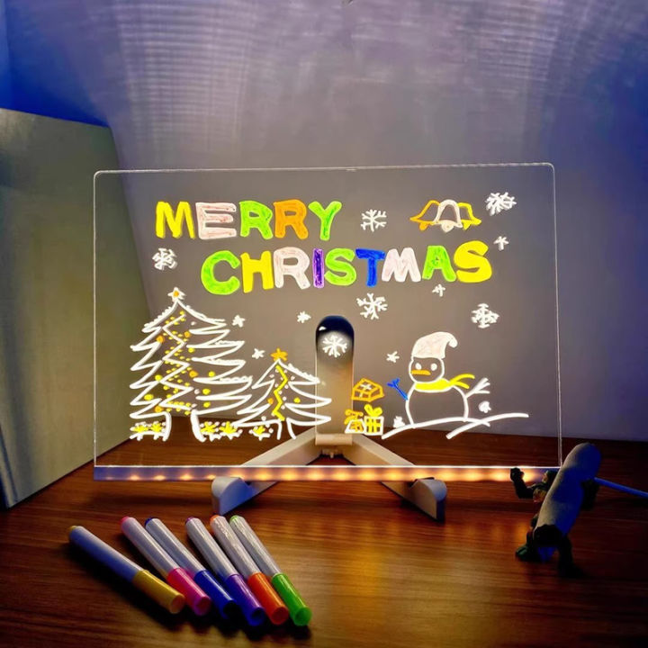 Light Up Acrylic Message Board Rewritable DIY Children's Glowing ...