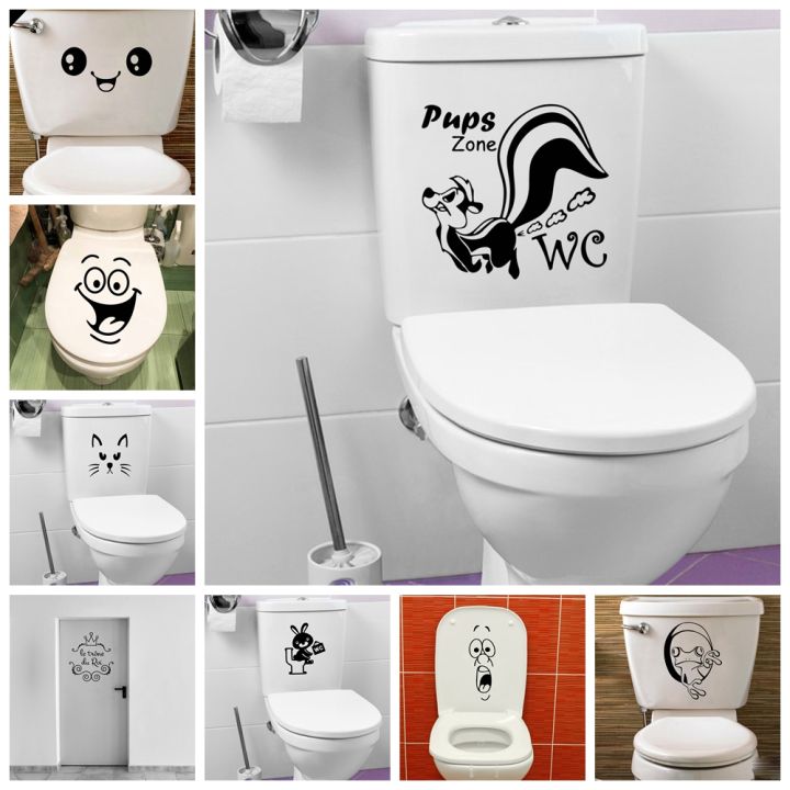 1pc Toilet Label Sticker Cartoon Sticker Waterproof Vinyl Wallpaper ...