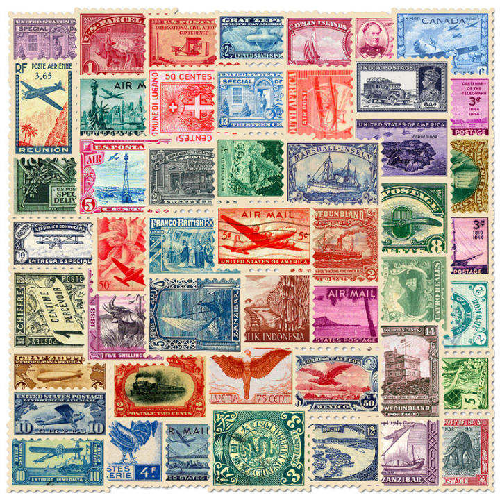 50pcs Vintage Postage Stamp Aesthetic Classical Beauty Deco Paper ...