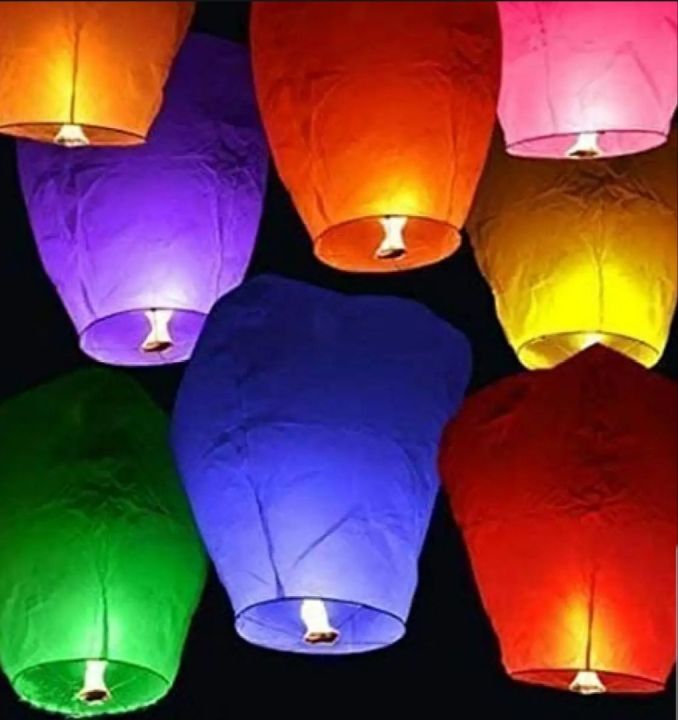 Pack of 8 PCS Sky Lanterns Sky Flying Paper Lanterns with Multi Colour ...