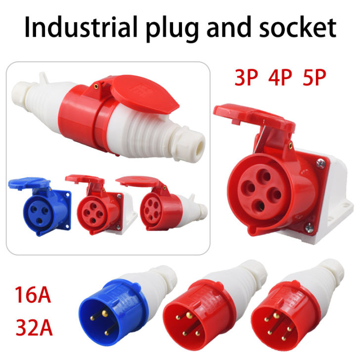 IP44 Industrial Plug and Socket Waterproof Connector 3PIN 4PIN 5PIN 16A/32A Waterproof ...