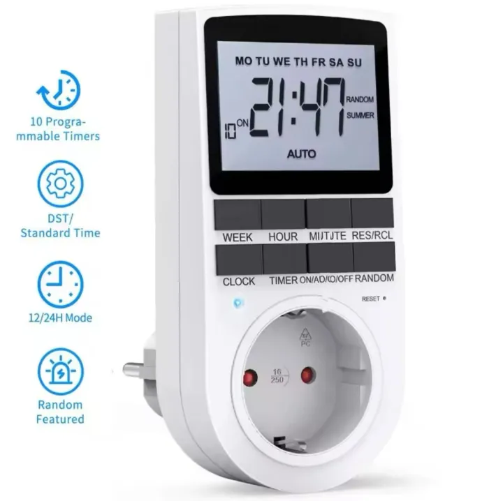 Smart Timer Switch Socket Programmable 7 Day Option Kitchen Digital ...