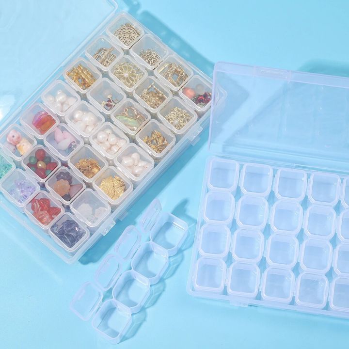 28 Grid Nail Diamond Box Plastic Empty Box Mini Detachable Decoration ...