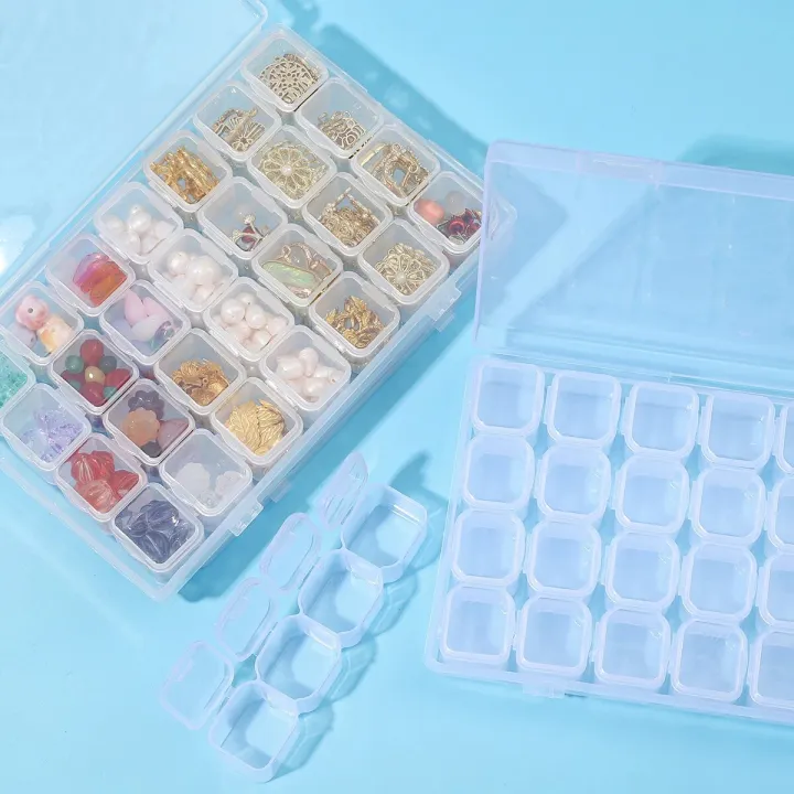 28 Grid Nail Diamond Box Plastic Empty Box Mini Detachable Decoration ...