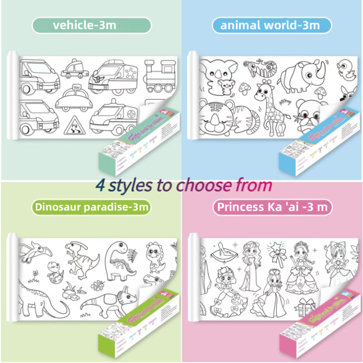 Children's Drawing Roll DIY Coloring Paper Roll Color Filling Paper ...
