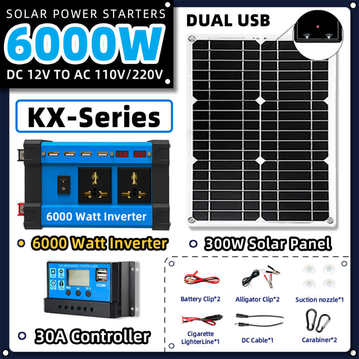 Solar System Kit Combination 6000W Inverter 30A Controller 300W Solar ...