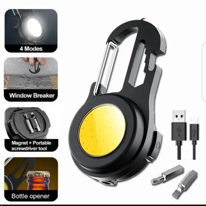Mini COB Keychain Light USB Strong LED Work Outdoor Camping Emergency ...