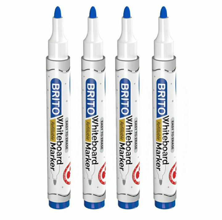 Mercury Brito Whiteboard Marker Set (4 Pcs) – Refillable Dry Erase ...