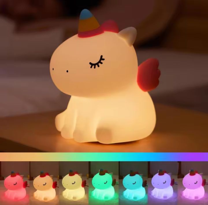 Color-Changing Unicorn Night Light for Kids – Soft Silicone LED Lamp ...