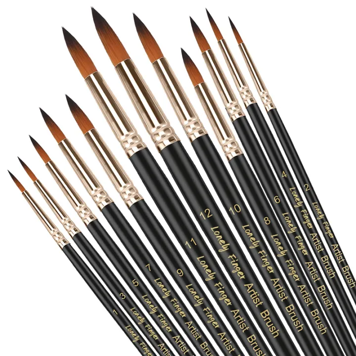 12pcs Paint Brushes Set Professional Paint Brush Round Pointed Tip ...