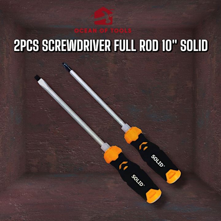 Heavy Duty 2pcs Screwdriver 10”-8mm Full Rod SOLID brand German ...