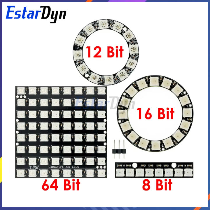 WS2812 SK6812 Module 8 /12 /16/ 64 Bit 5050 RGB LED Full-color Built-in ...