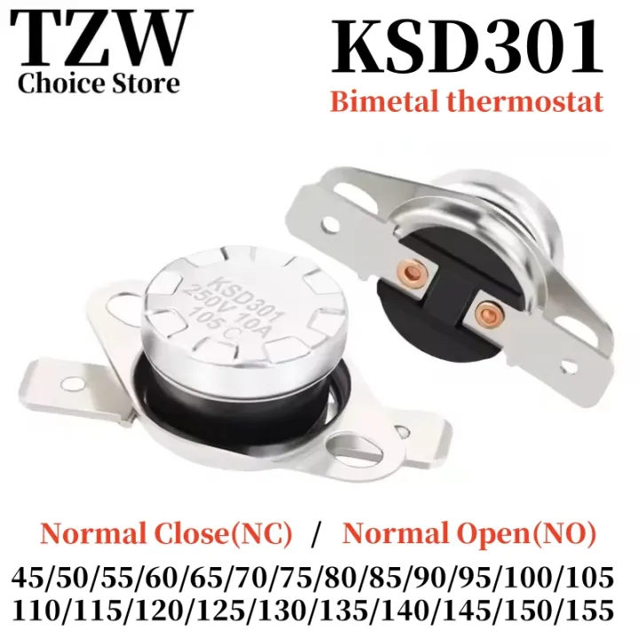 2PCS Bimetal thermostat KSD301 40C~150C Temperature Switch Thermal Control 50C 75C 85C 95C 100C ...