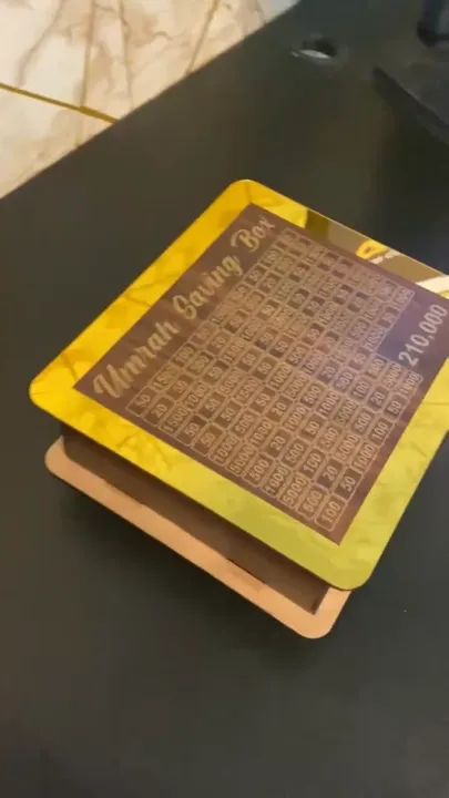 Umrah Saving Box - Wooden Gullak Money Box with Counter Money Saving ...