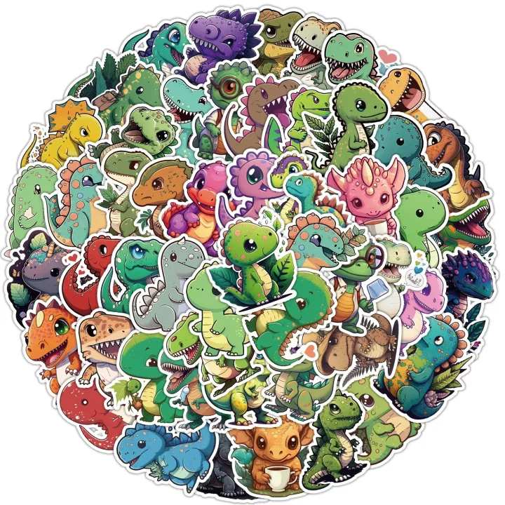 50pcs Cute Cartoon Baby Dinosaur Aesthetic Stickers Kids Toy DIY Laptop ...