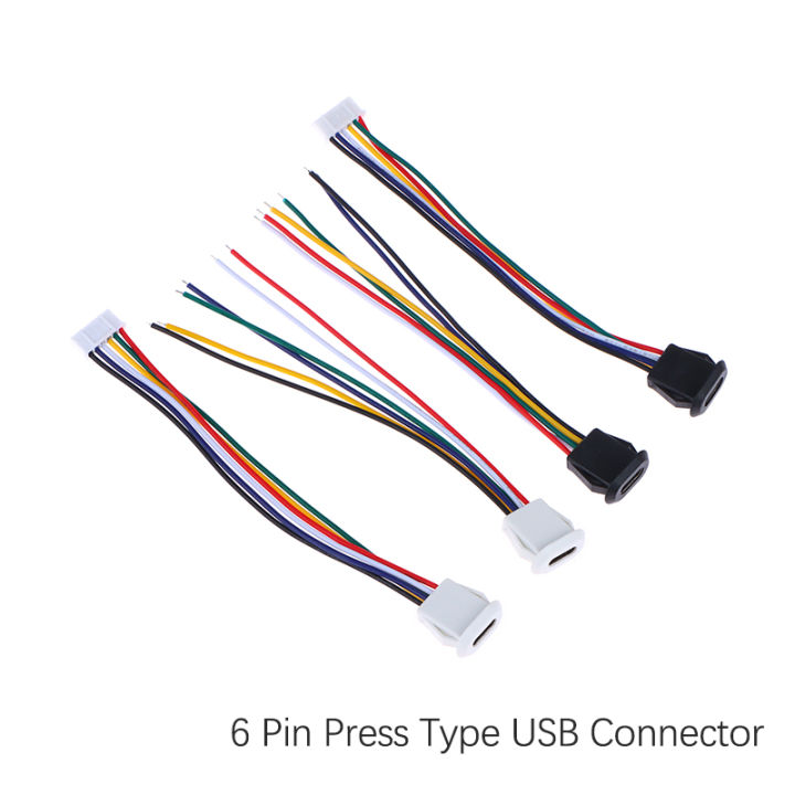 6 Pin Press Type USB Connector Type-C Waterproof With PH 2.0 Female ...
