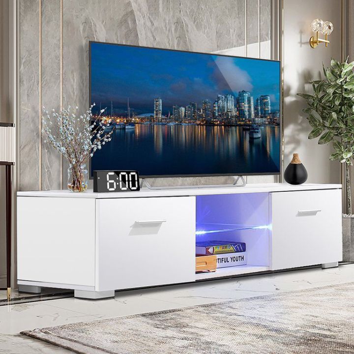 BM-MART TV Console Modern TV Stand for TVs up to 65'' High Gloss TV ...