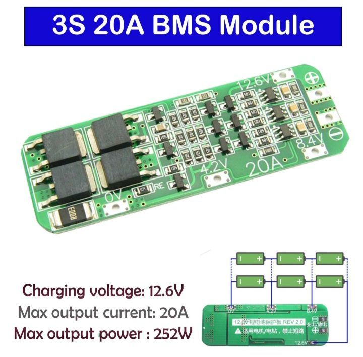 Original 3S 20A BMS 18650 Li-lon Lithium battery Charger Module BMS Protection Board 11.1V 12V ...