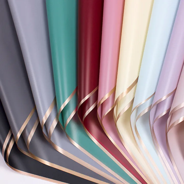 20 PCS Solid Color Border Flower Wrapping Paper, Waterproof Translucent ...