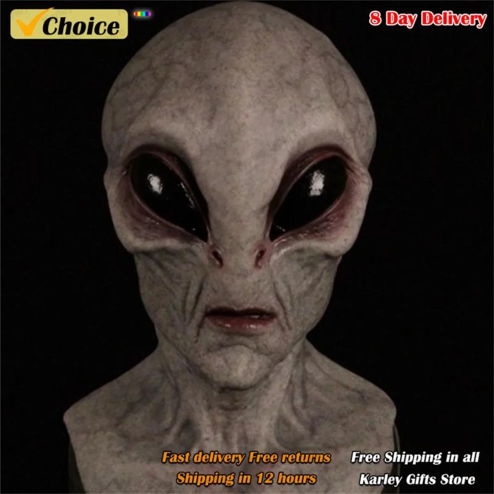 Halloween Alien Mask Scary Horrible Big Eyes Horror Alien Mask Full ...