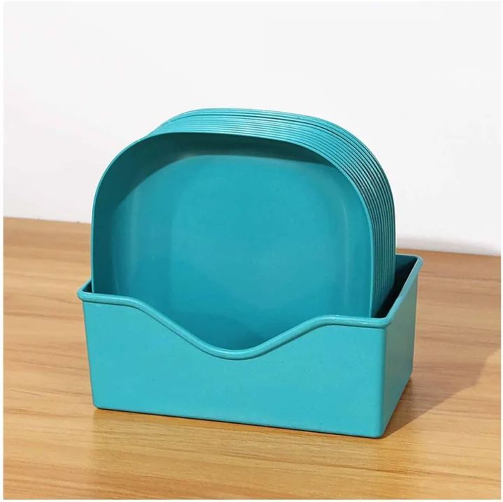 Square Plastic Dinner Plate Set (Set Of 10 Pcs) Colourful Snakes ...