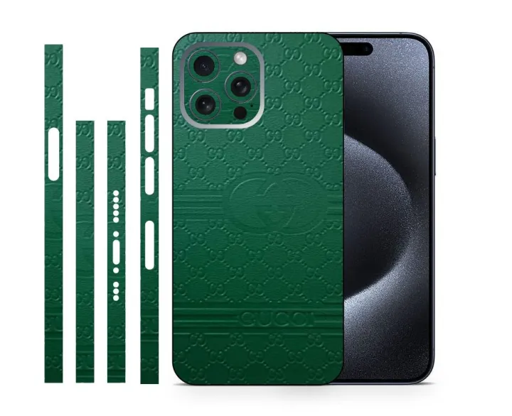 Embossed Suede Leather GOUCHI BIG GREEN Pattern Back Cover Sticker for ...