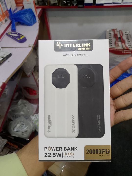 Interlink 20000mAh Power Bank | 22.5W PD Super Fast Charging | Digital ...
