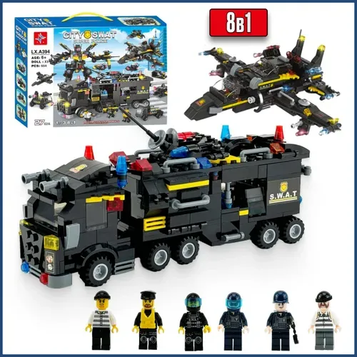 City Police Station Building Block Set, City SWAT Mobile Command Center ...
