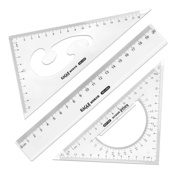 EAGLE 3Pcs Ruler Set with Protractor, Triangle Rulers, French Curve for ...