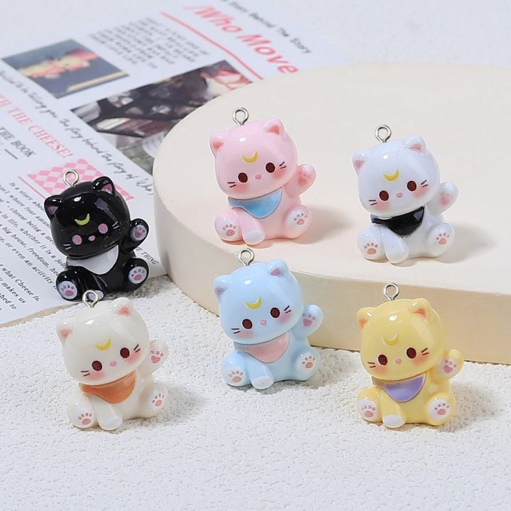 10Pcs Kawaii Cartoon 3D Cat Resin Charms Cute Kitty Animals Pendants ...