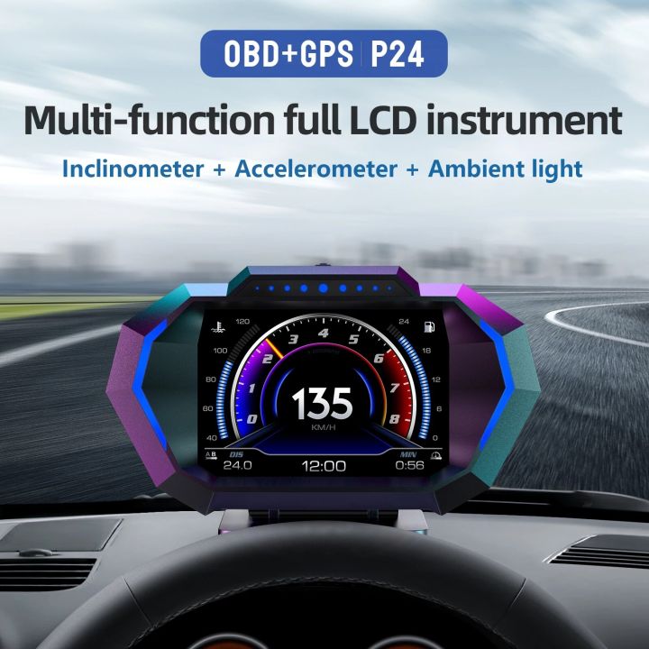 P24 OBD2+GPS HUD Car Head Up Display Multi-function Intelligent Car ...
