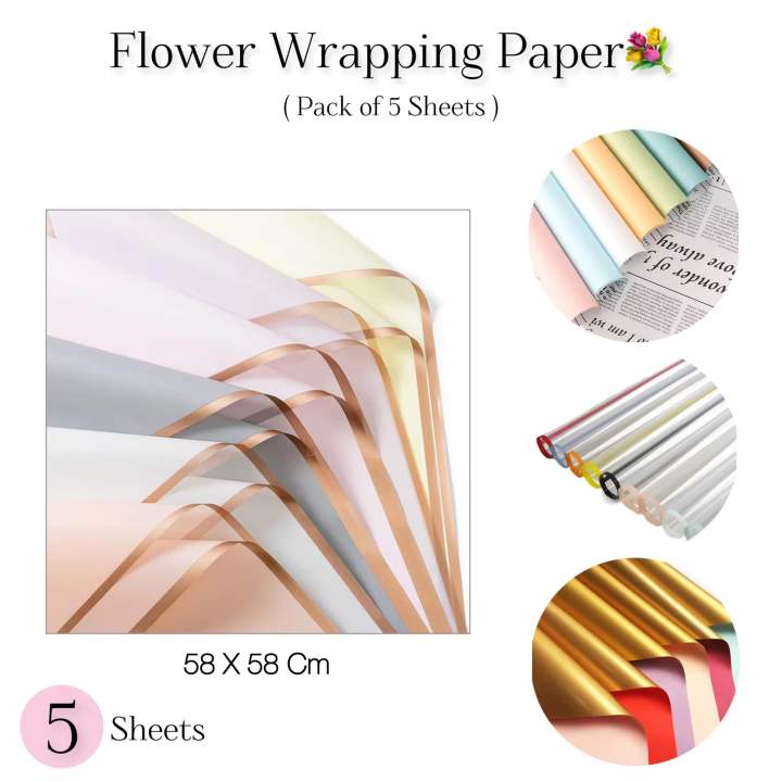 Flower Bouquet Sheet (Pack of 5 Sheets) (58x58cm) , Gift Wrapping ...