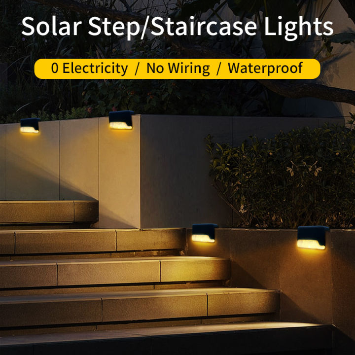 Solar Step Light Outdoor Wall Fence Waterproof Stair Light Courtyard ...