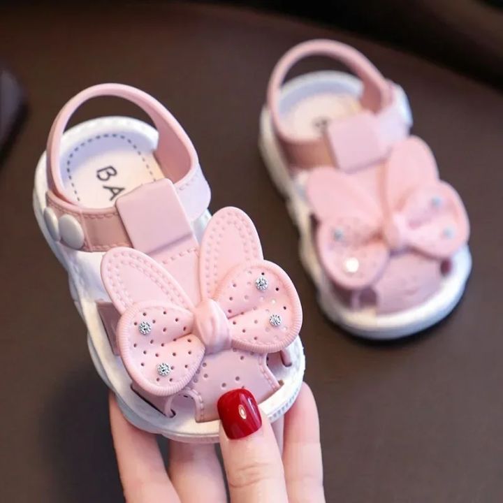 Solid Bow Children s Summer Shoes Cute PVC Beach Non Slip Sandals For Baby Girls Footwear Soft Infant Kids Fashion Sandals Daraz.pk