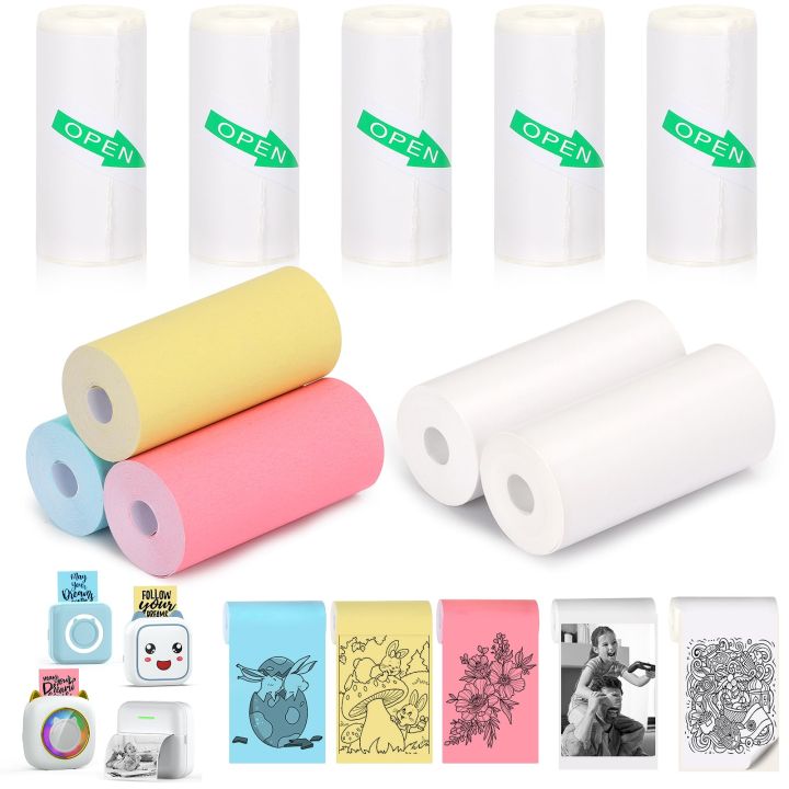 10 Rolls Thermal Printer Mix Paper Rolls 2.2in x 19ft for Mini Pocket ...