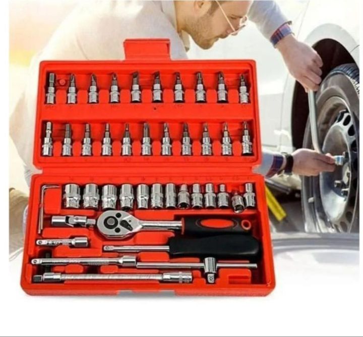 1/4 RACHET WRENCH SOCKETS & BITS SET 46PCS | Daraz.pk