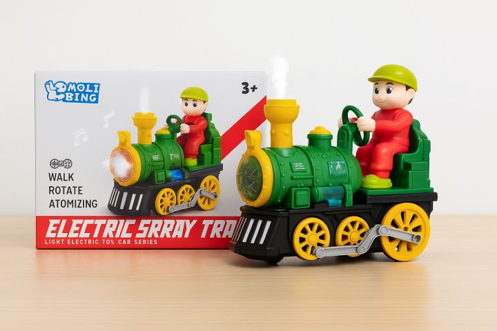 Kids Electric Spray Train Toy – Cell Operated Locomotive with Light ...