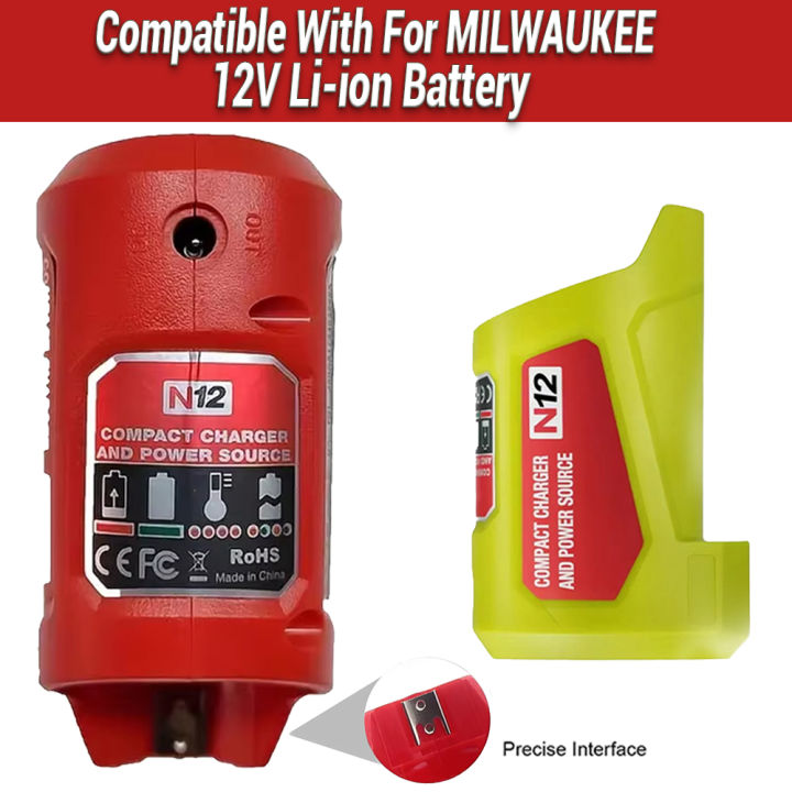 For Milwaukee M12 Li-Ion Battery Adapter USB Power Source Battery ...