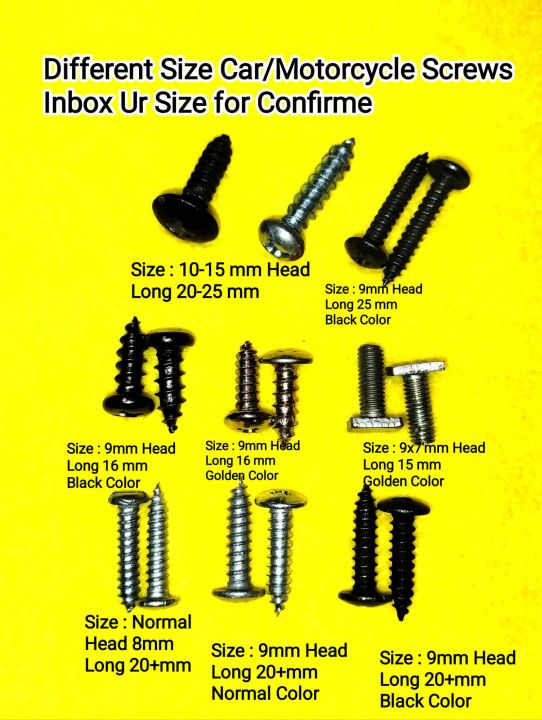 Different Size Car/Motorcycle Screw 10pis | Daraz.com.bd