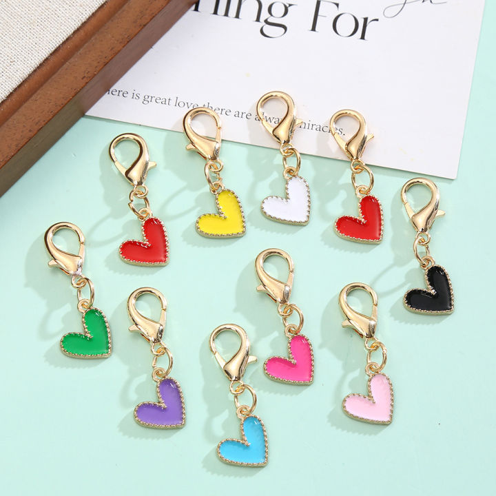 10pcs Colorful Love Metal Keychain 10 Piece Set Exquisite Heart Shaped ...