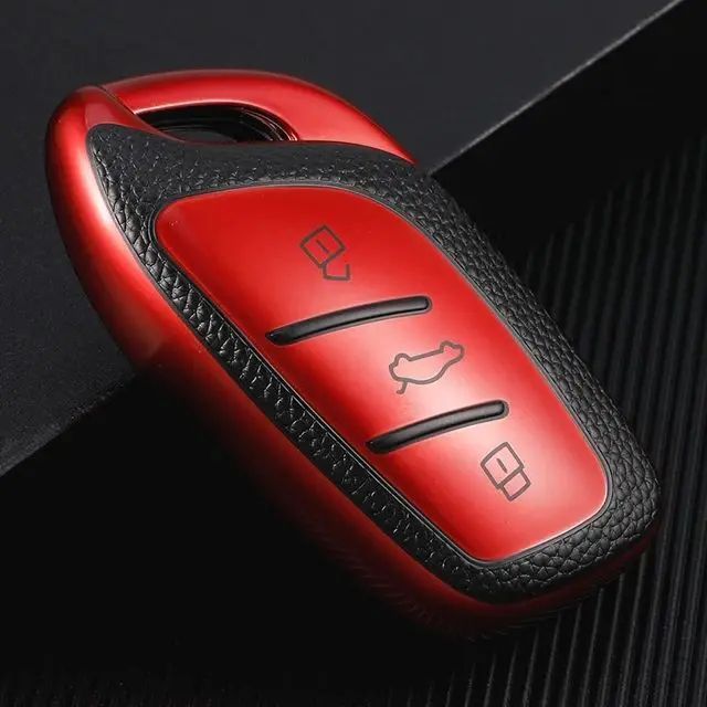 MG hs key cover premium quality red leather - mg hs key cover - mg hs ...