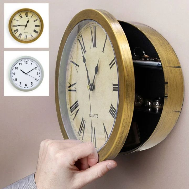 Vintage Wall Clock Home Decoration Safe Box Hidden Secret Storage Box ...