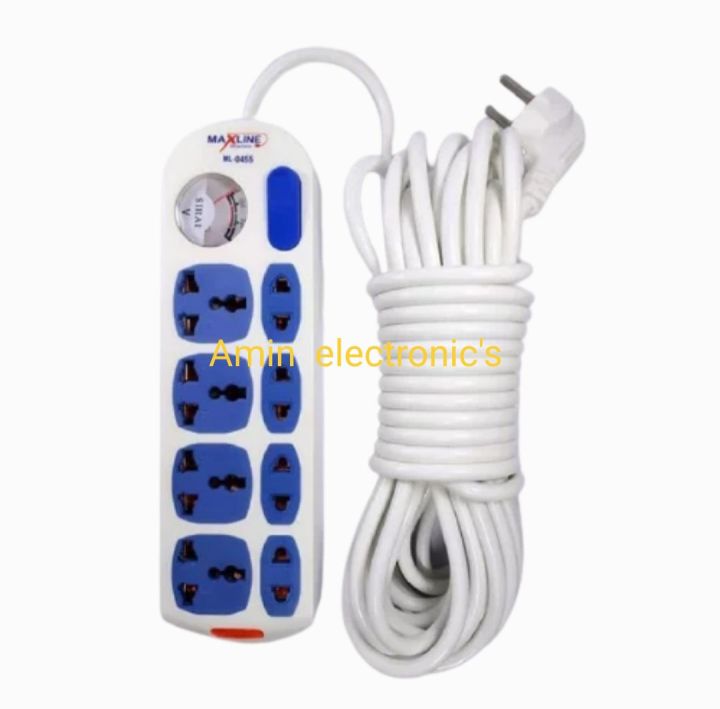 Maxline ML Q455 Extension Socket 2 Pin Multiplug 4 Port Power Strip with 5 Meter Cable. | Daraz ...