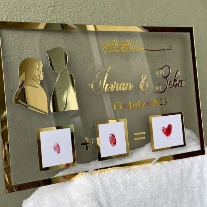 A4 acrylic marriage thumb impression board | wedding acrylic plaque ...