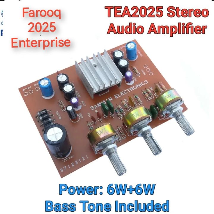 TEA 2025 AUDIO AMPLIFIER WITH BASS TONE CONTROL 6W +6W STEREO BOARD ...