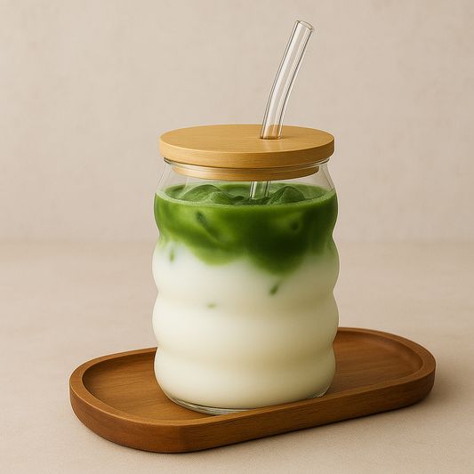 Bubble Glass Jar with Bamboo Lid + Glass Straw🧋 | Daraz.lk