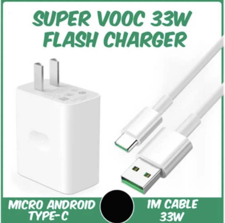 OPPO 33W Super VOOC Fast Charger Type-C 5A Quick charging Cord cable ...