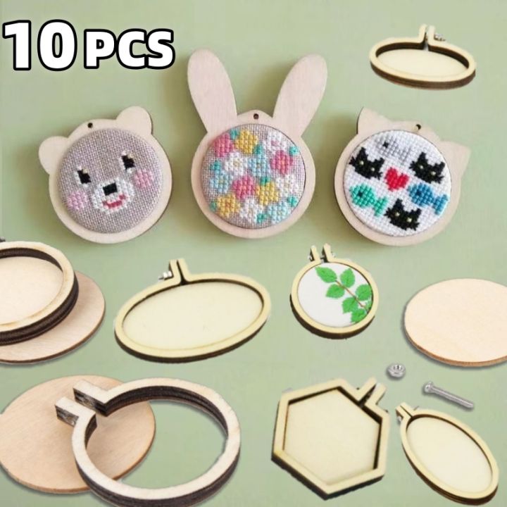 10PCS Mini Embroidery Hoop Wooden Ring Round Crossing Stitch Hoops ...